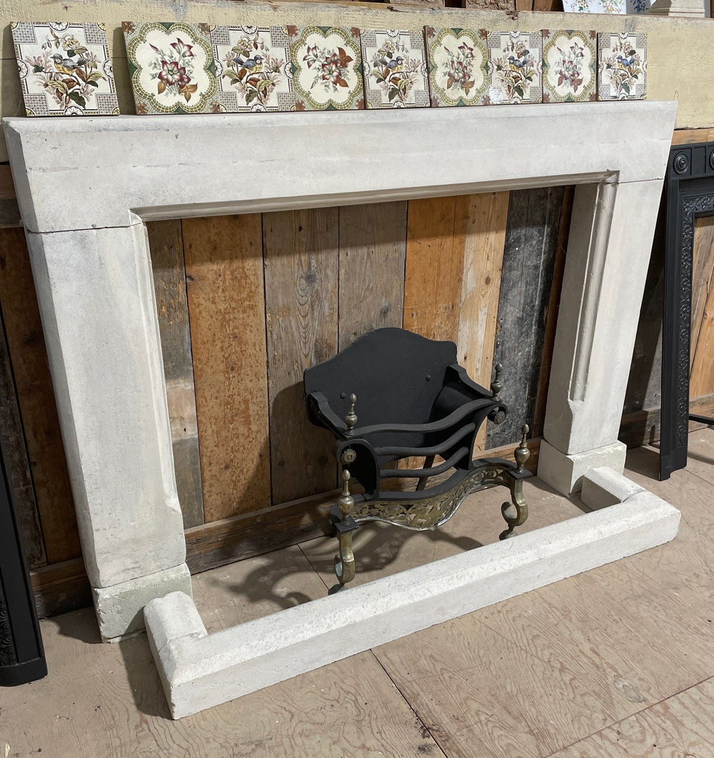 Wide Limestone Fire Surround | Winchcombe Reclamation Ltd
